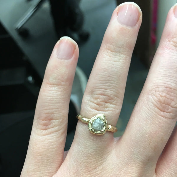 14K Rough Diamond Ring by Emilie Shapiro - Garden of Silver